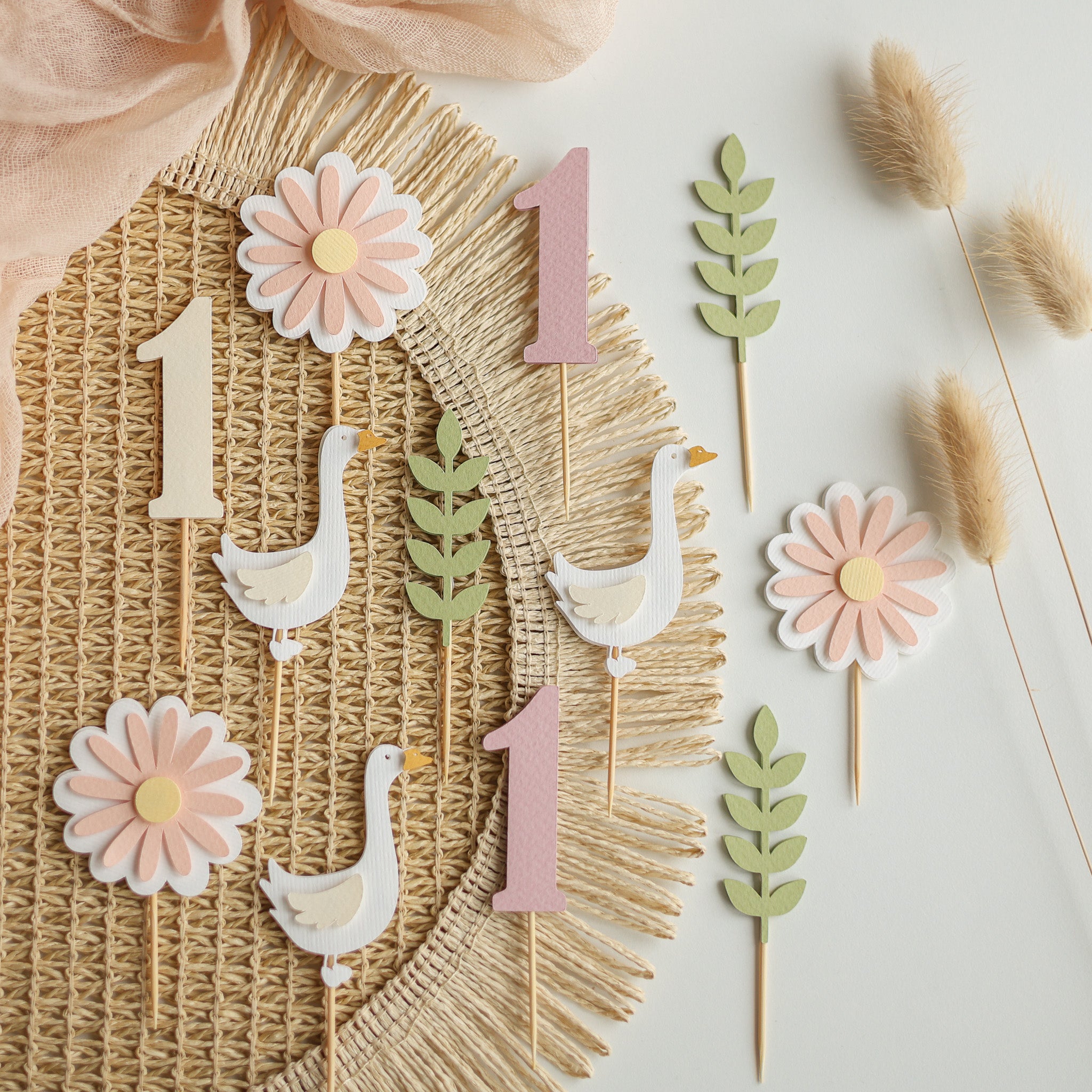 One Silly Goose Cupcake Toppers Vintage Goose Birthday