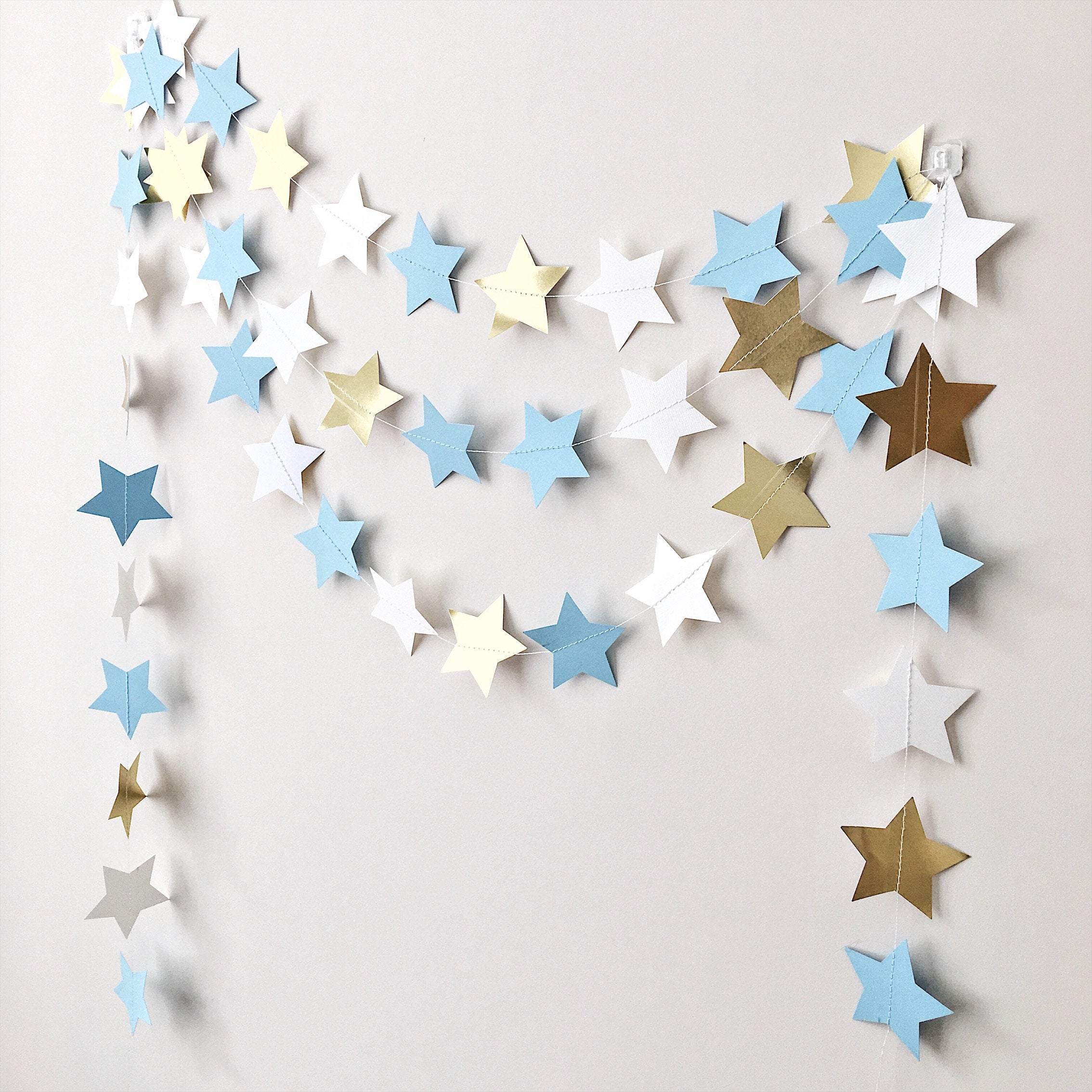 Blue Gold Stars Garland Twinkle Twinkle Little Star 1st B-day