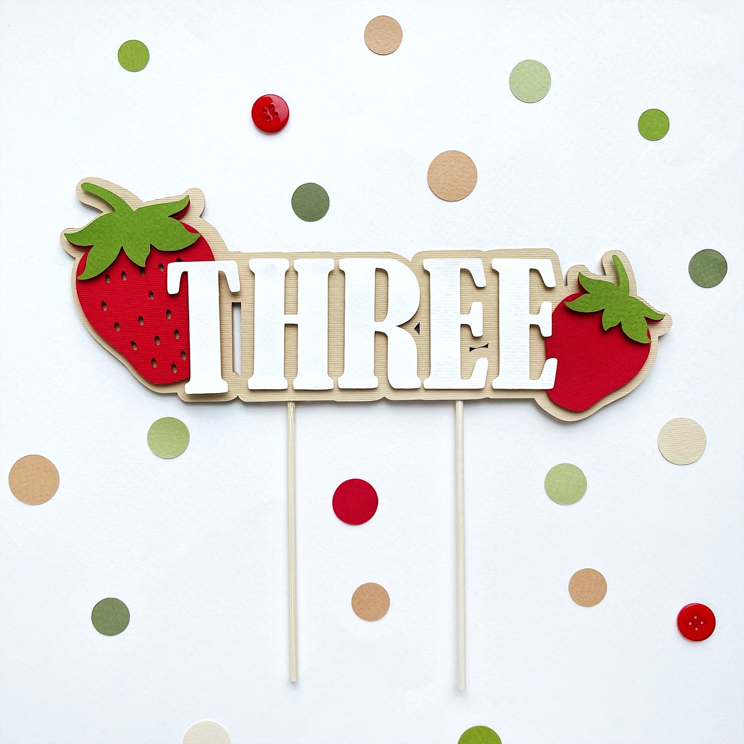 Strawberry Birthday Cake Topper My berry first Birthday party