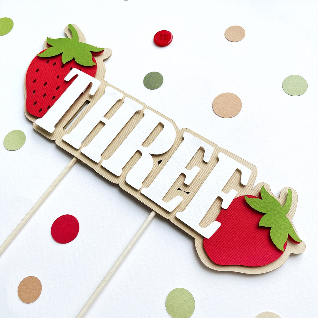Strawberry Birthday Cake Topper My berry first Birthday party