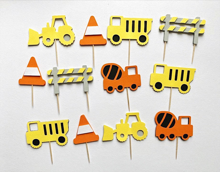 Construction Cupcake Toppers Construction Toddler Birthday