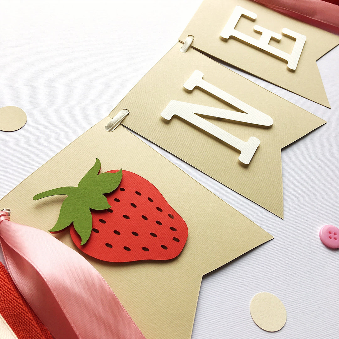 Strawberry Highchair Banner Sweet One Birthday