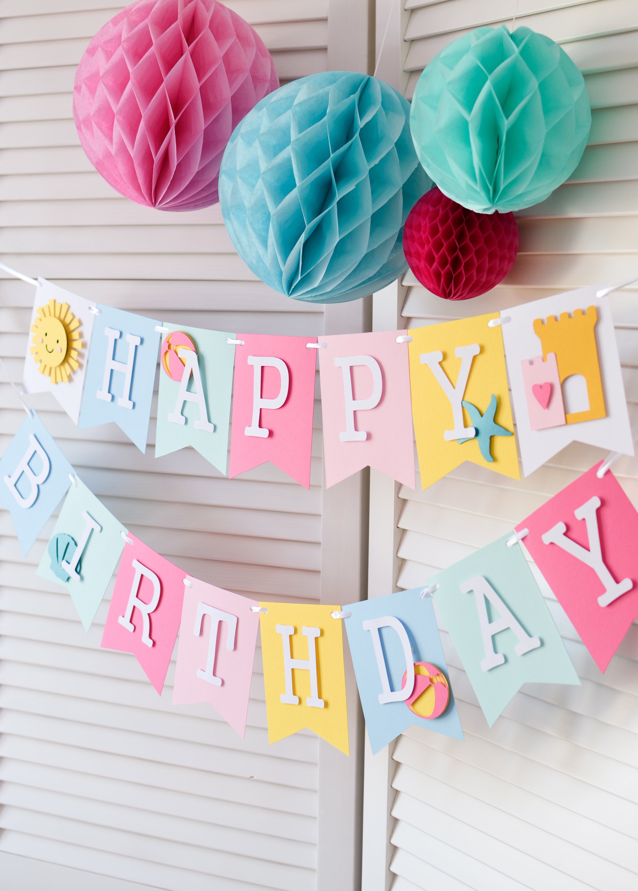 Beach Ball First Birthday Banner Beach Ball Themed Birthday