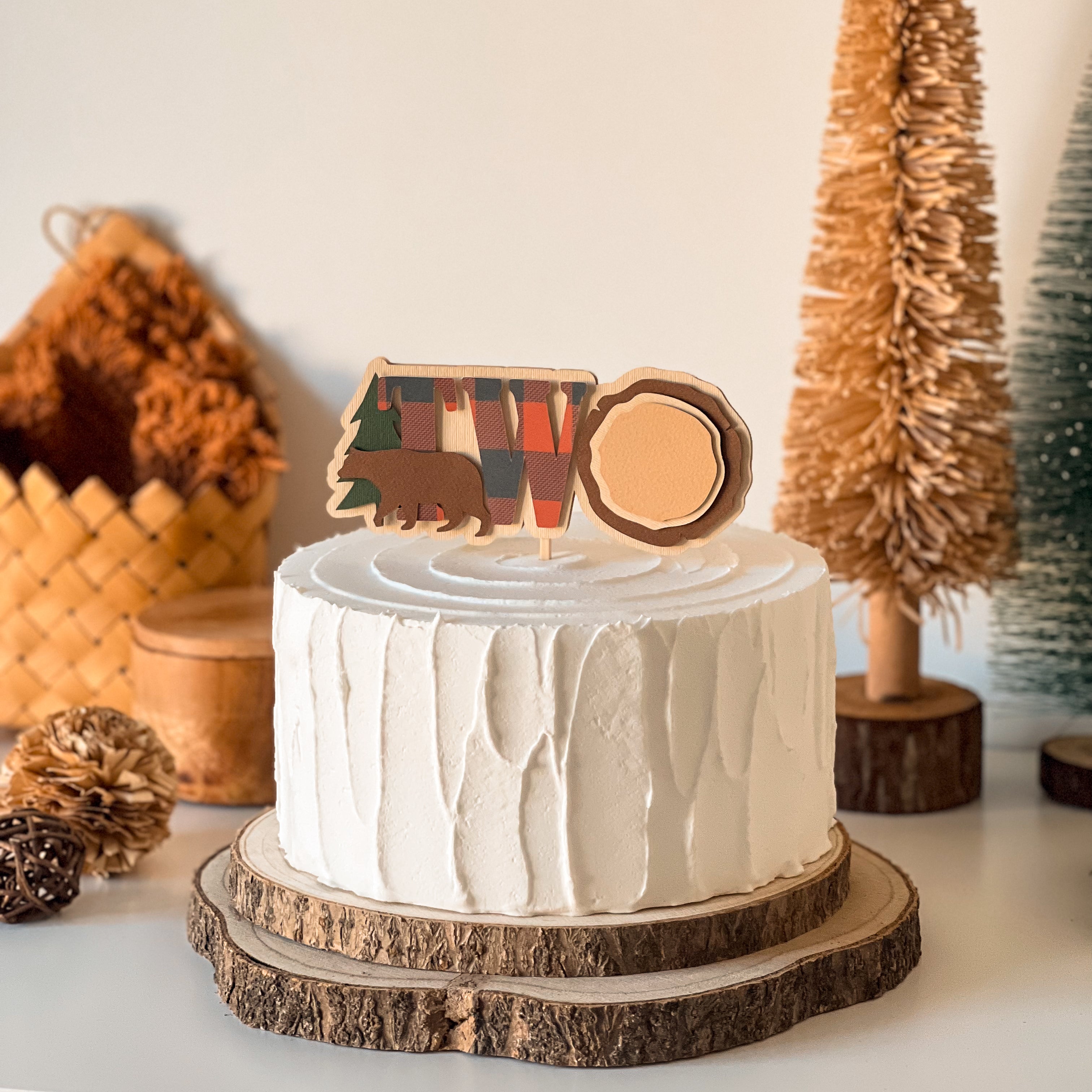 Lumberjack Cake Topper Happy Camper Birthday Fall First B-day