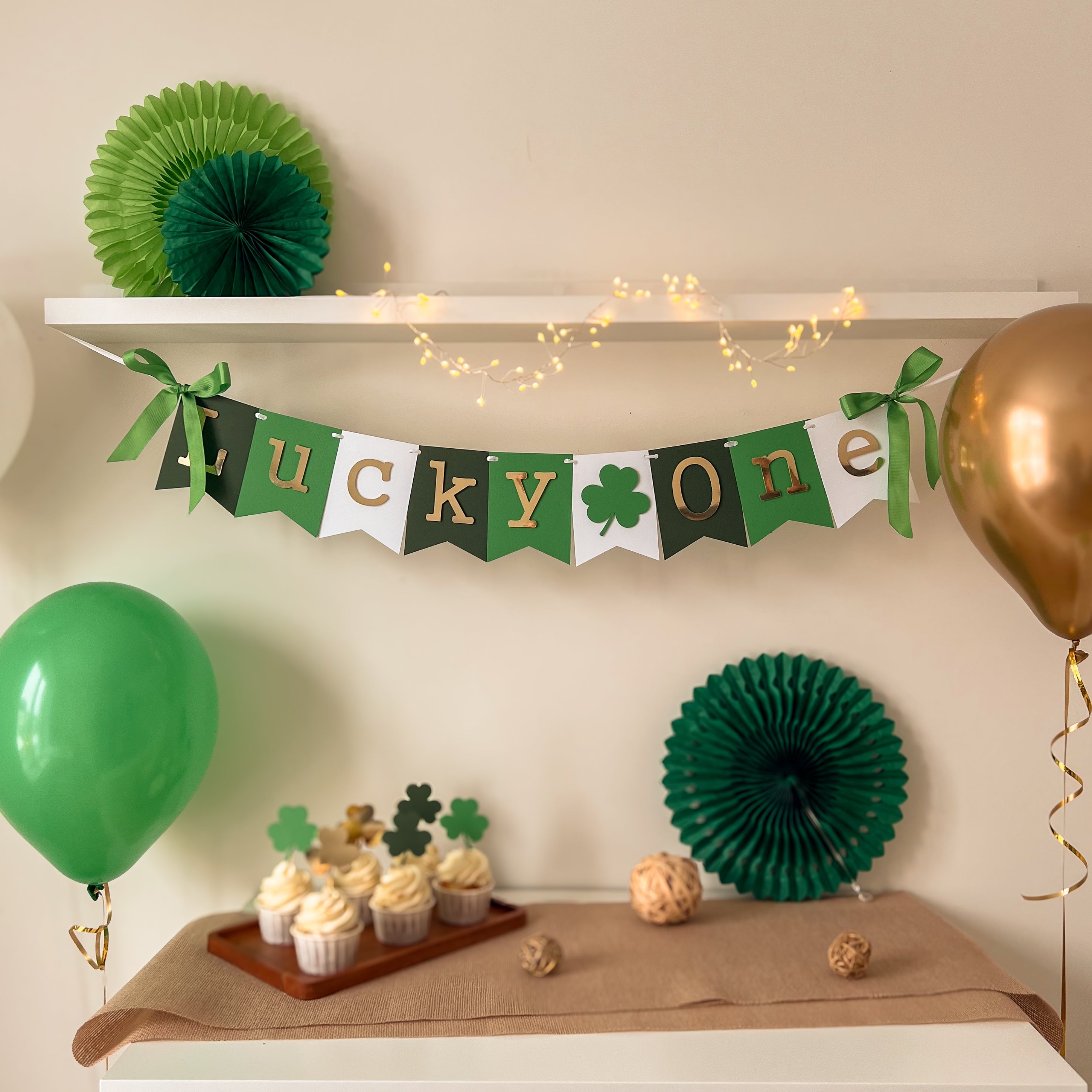 Lucky One First Birthday Banner St.Patric's Themed Birthday Shamrock theme