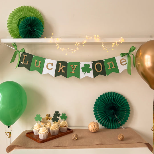Lucky One First Birthday Banner St.Patric's Themed Birthday Shamrock theme