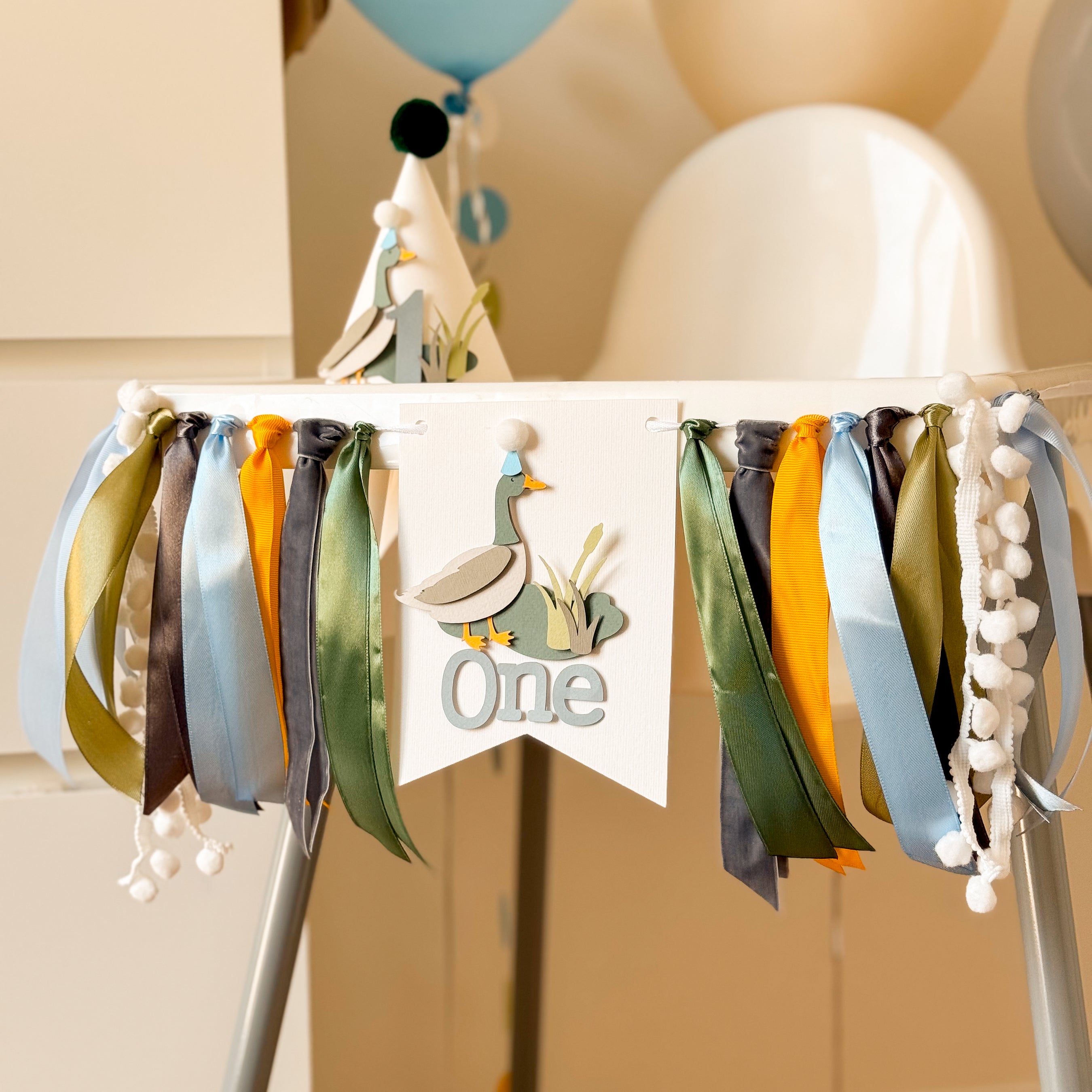 Lucky Duck One High Chair Banner Duck Theme 1st Birthday