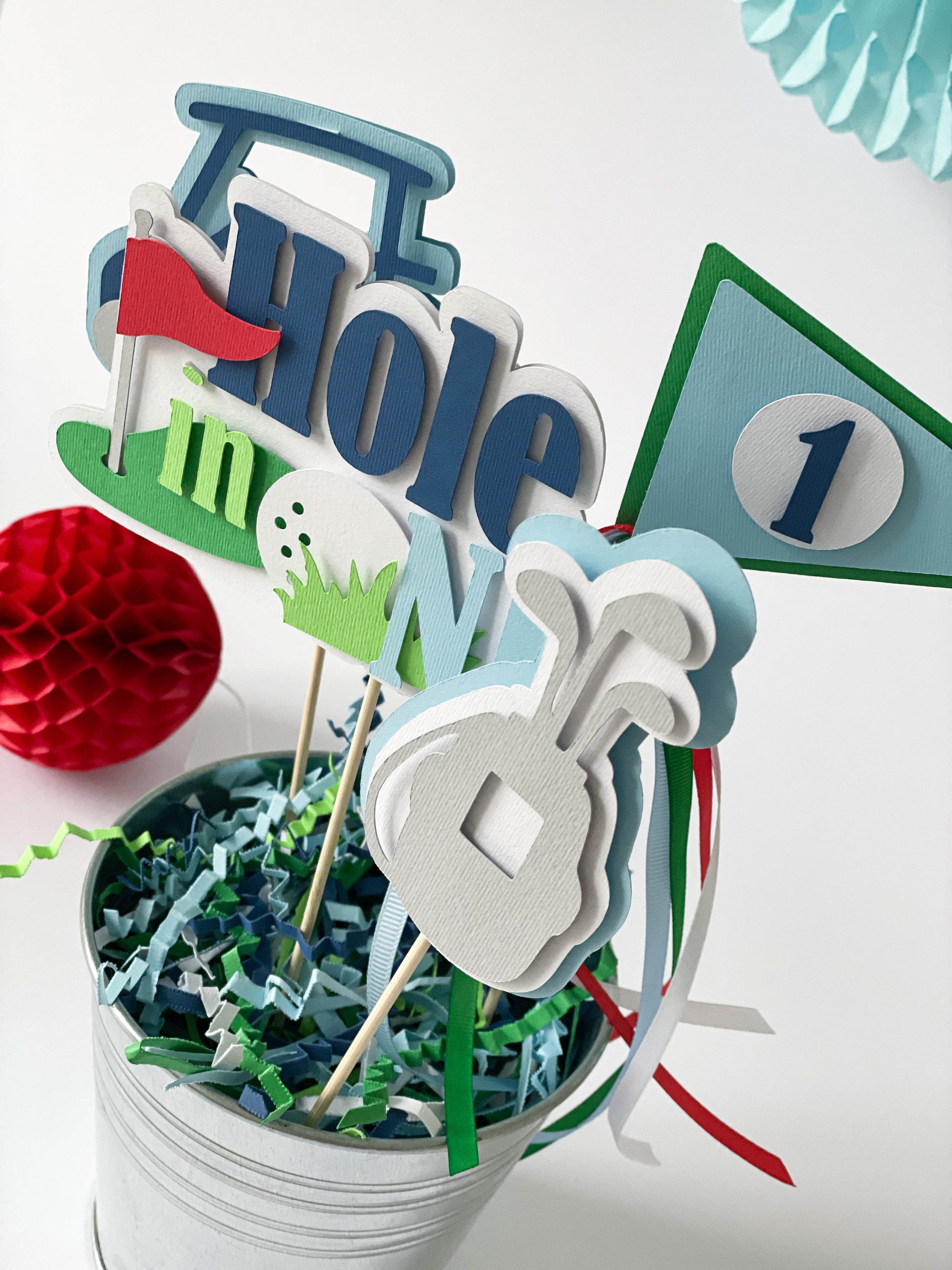 Golf Centerpieces Hole in One Boy 1st Birthday Decoration