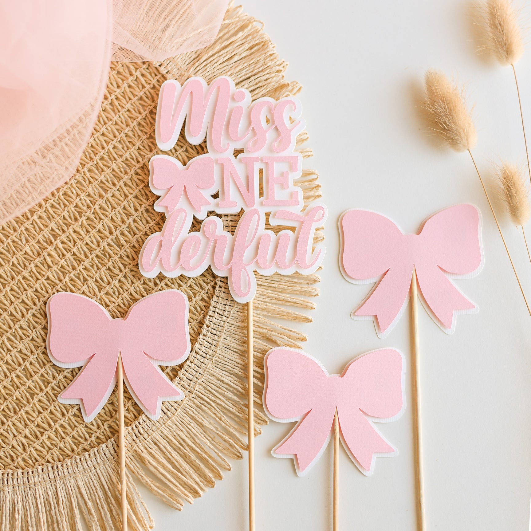 Bow Miss Onederful Centerpieces, Coquette 1st Birthday Decorations ...