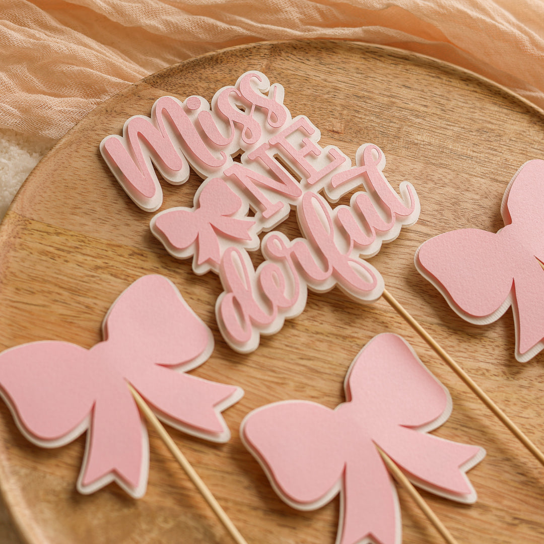 Bow Miss Onederful Centerpieces, Coquette 1st Birthday Decorations ...