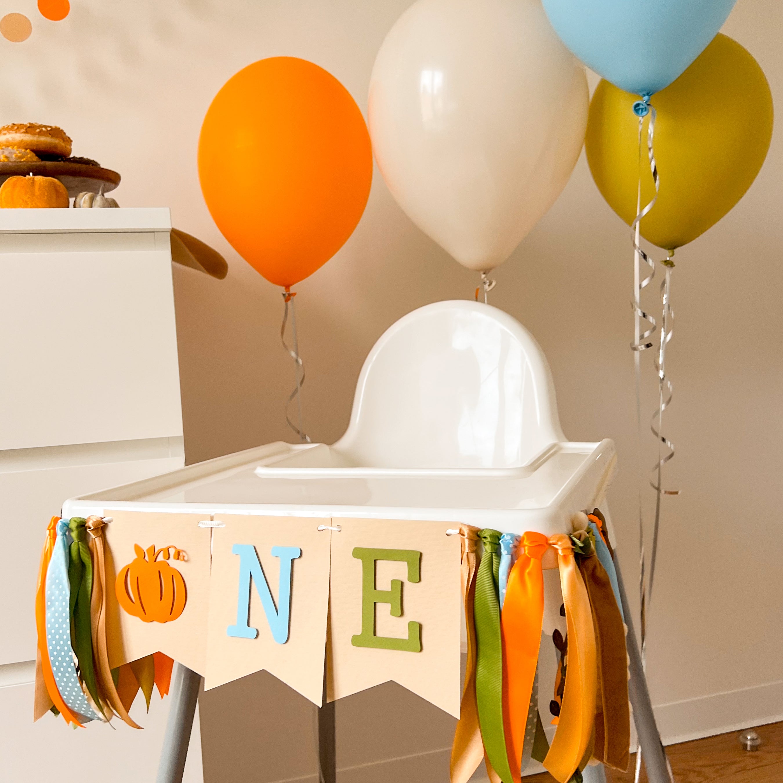 Pumpkin Boy One High Chair Banner Fall Boy First Birthday