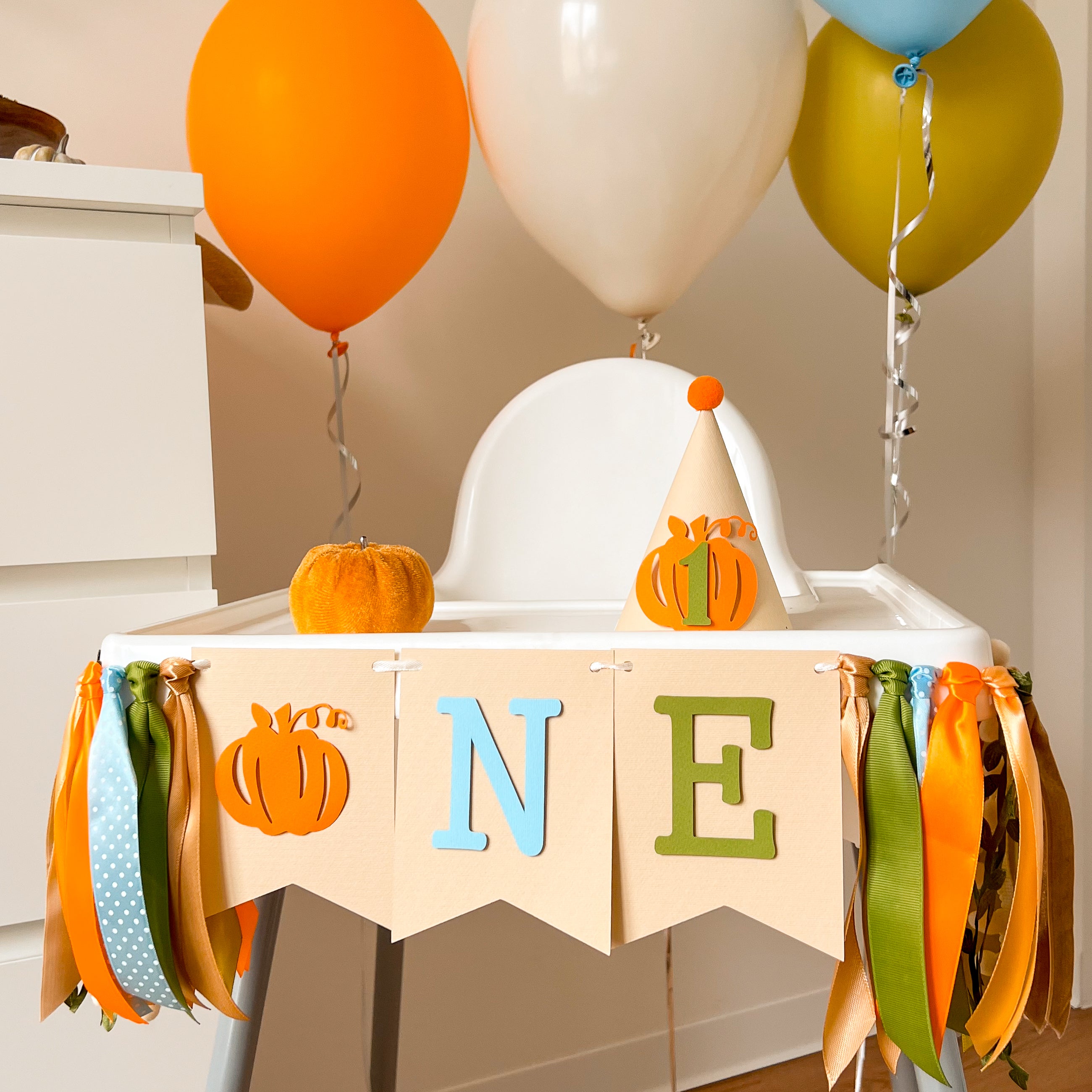 Pumpkin Boy One High Chair Banner Fall Boy First Birthday