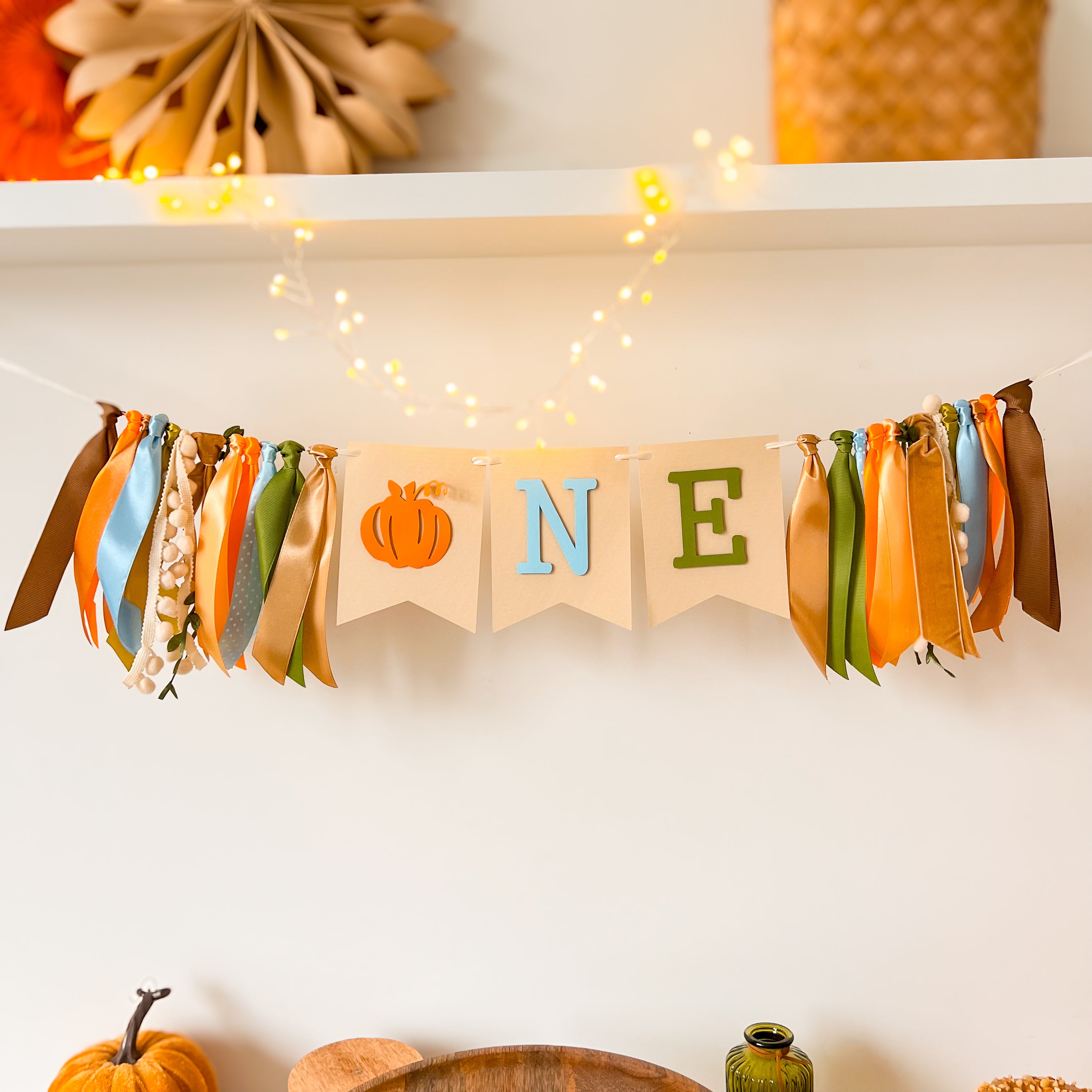Pumpkin Boy One High Chair Banner Fall Boy First Birthday Our Little ...
