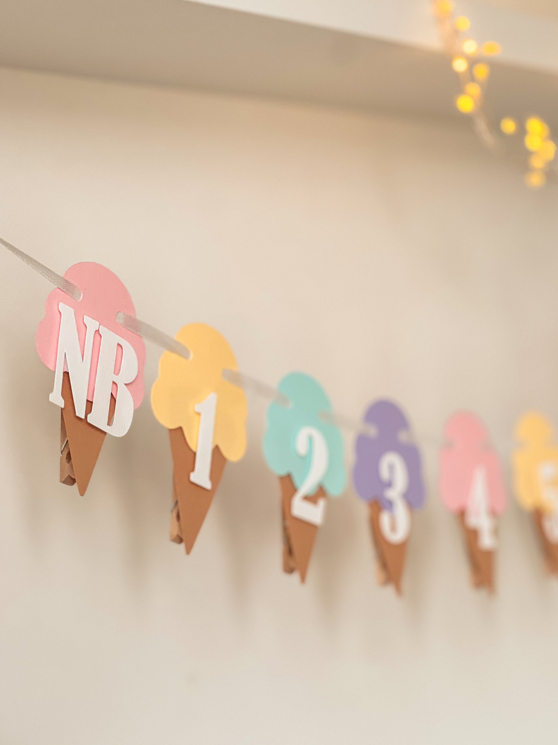 Ice Cream 12 Month Photo Banner Here's the Scoop Birthday party