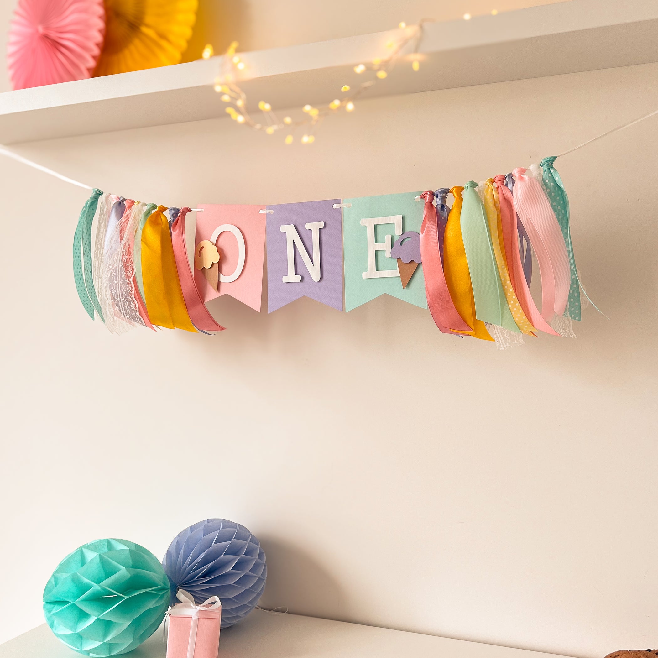 Ice Cream Birthday High Chair Banner for Birthday