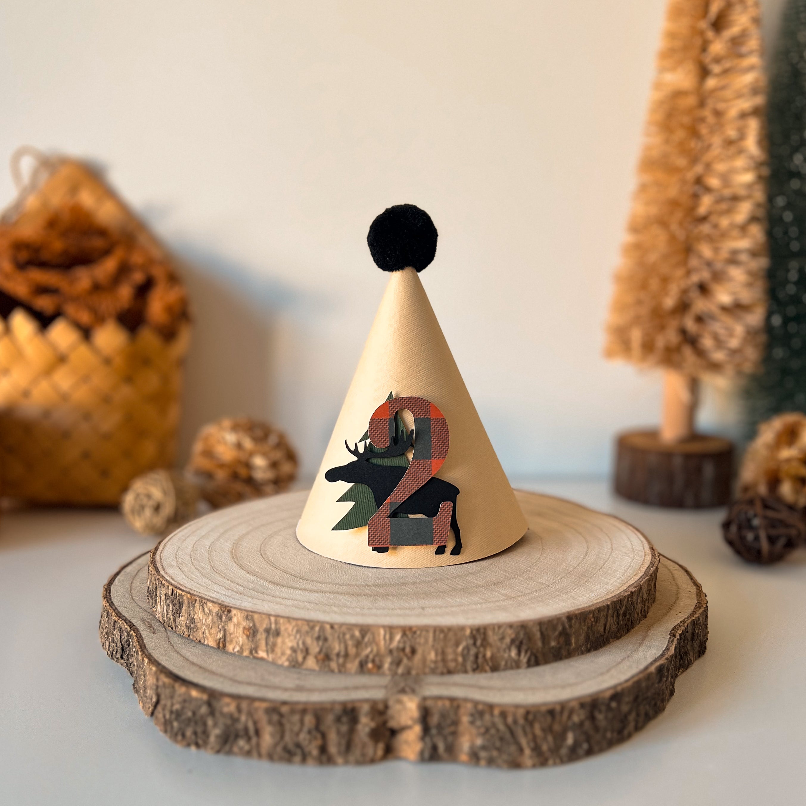 Lumberjack One Party Hat Woodland Birthday Party Camper