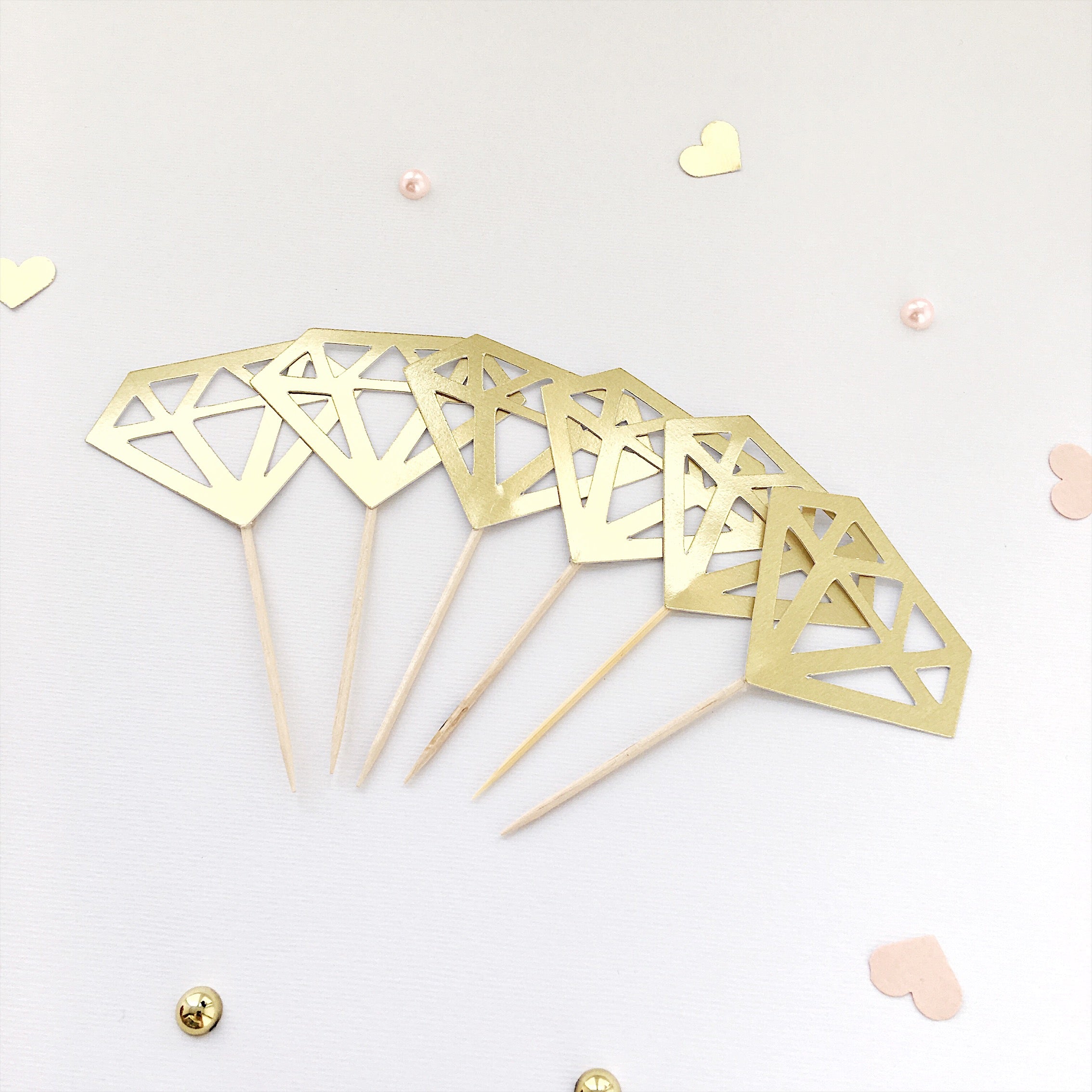 Gold Diamonds Cupcake Toppers Engagement Party Decor Engagement Party ...