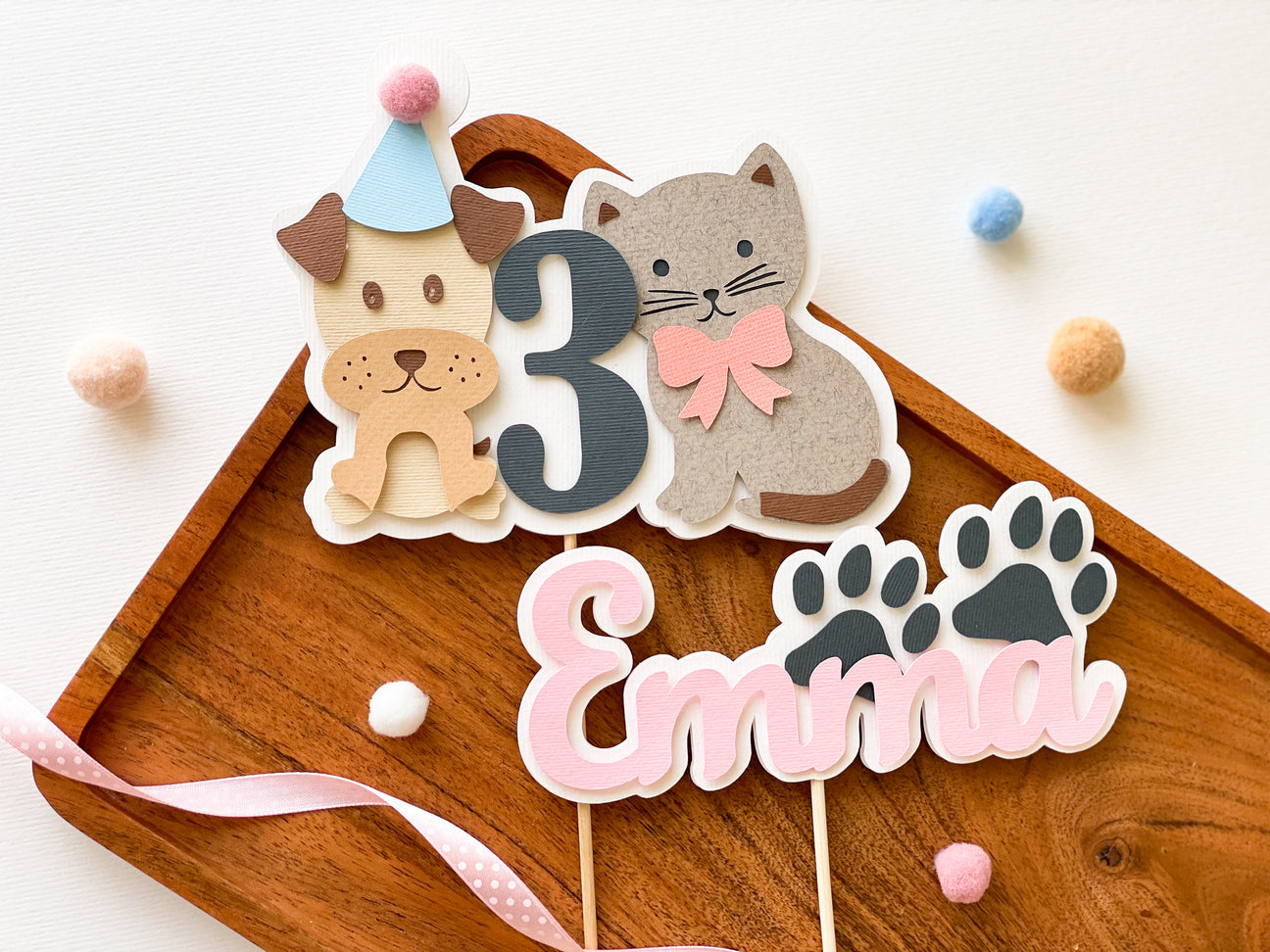 Pets Cake Topper Cat&Dog 1st Birthday Puppies and Kitties Birthday ...