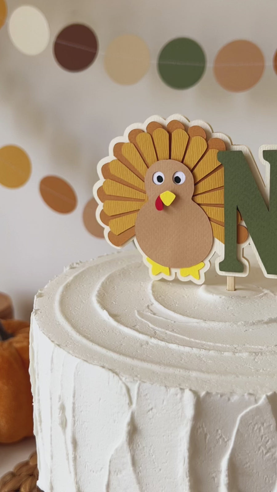 Turkey One Cake Topper Thanksgiving Birthday Fall Autumn 1st Birthday
