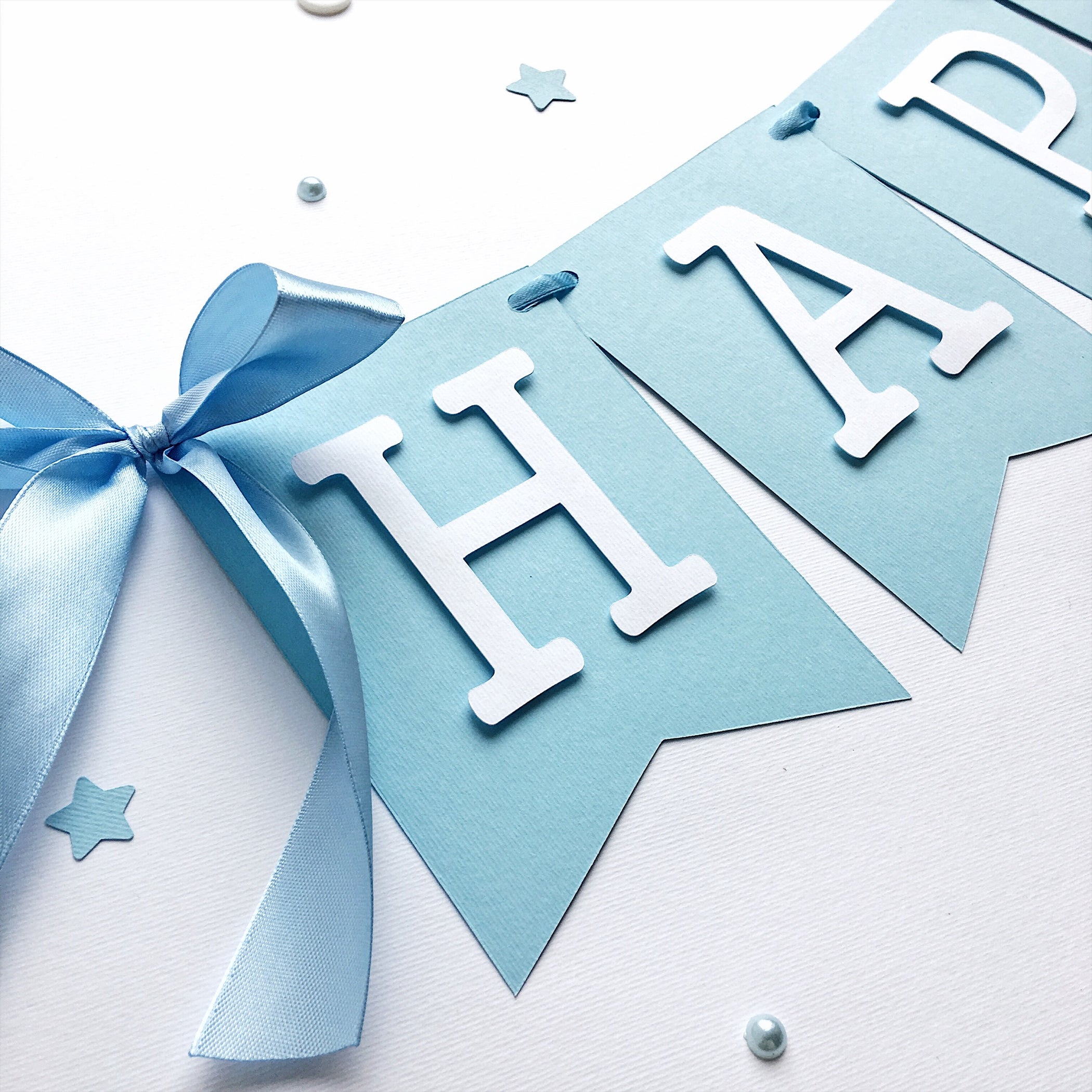 Baby Blue Happy Birthday Banner Boy 1st Birthday Decorations