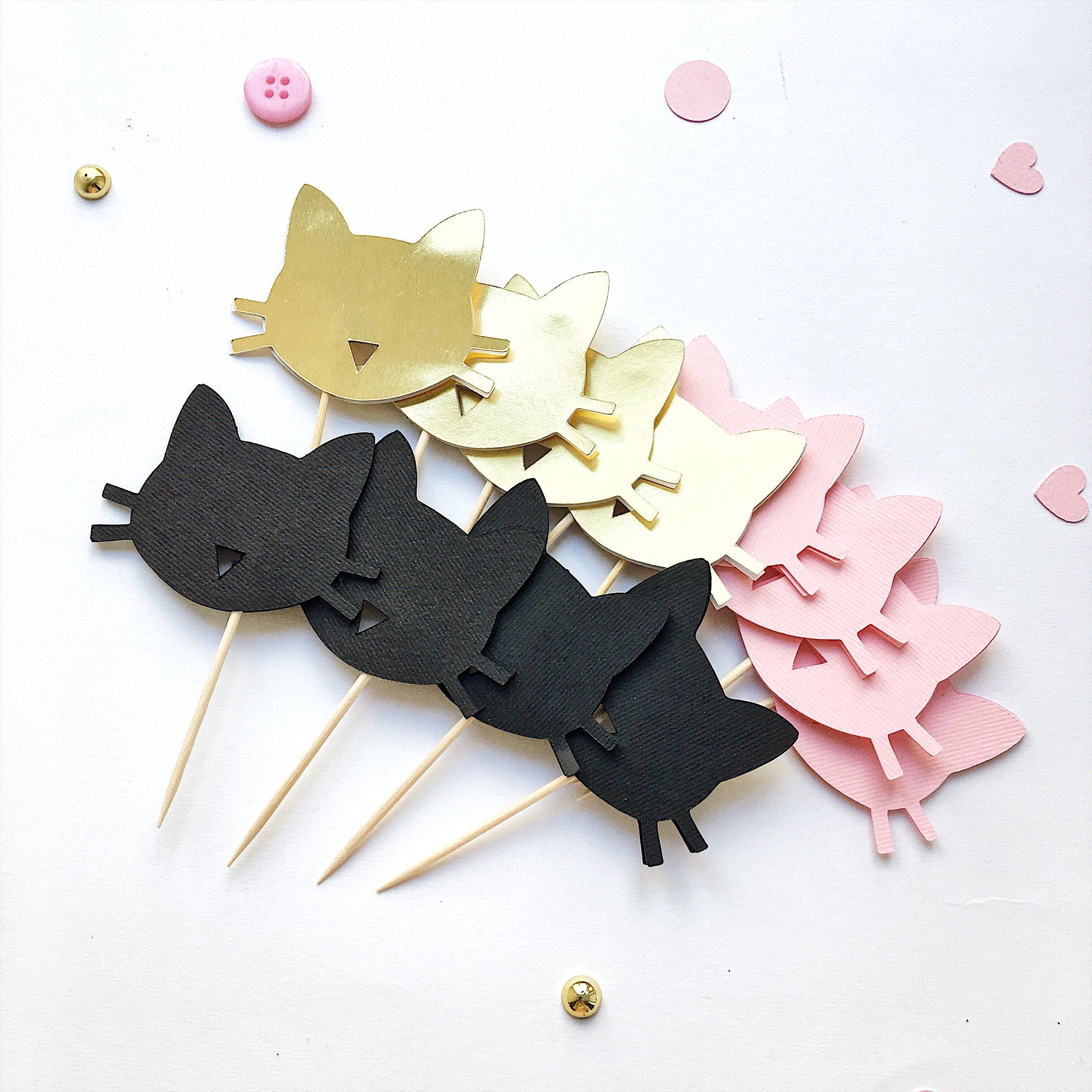 Cat Cupcake Toppers Meow Birthday Decorations Kitten Party