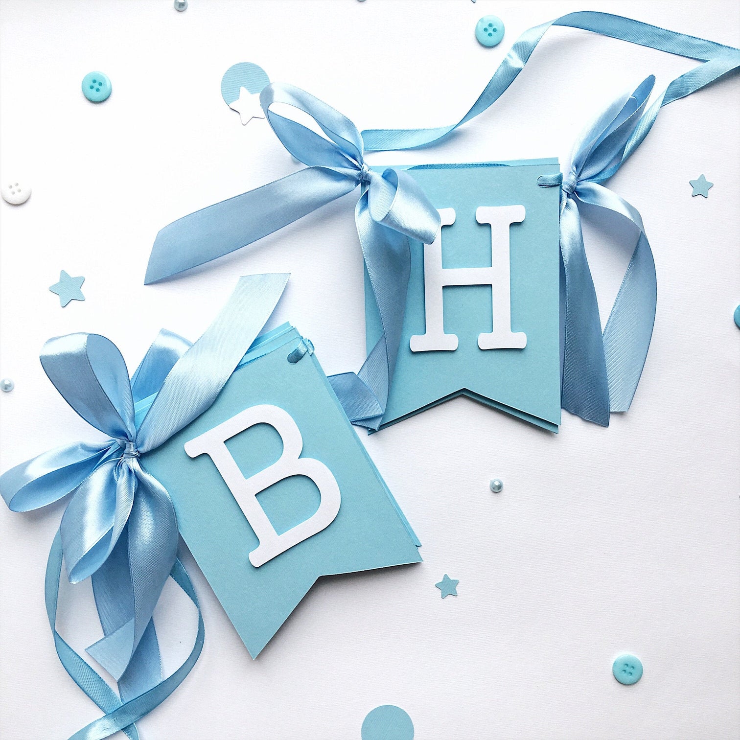 Baby Blue Happy Birthday Banner Boy 1st Birthday Decorations
