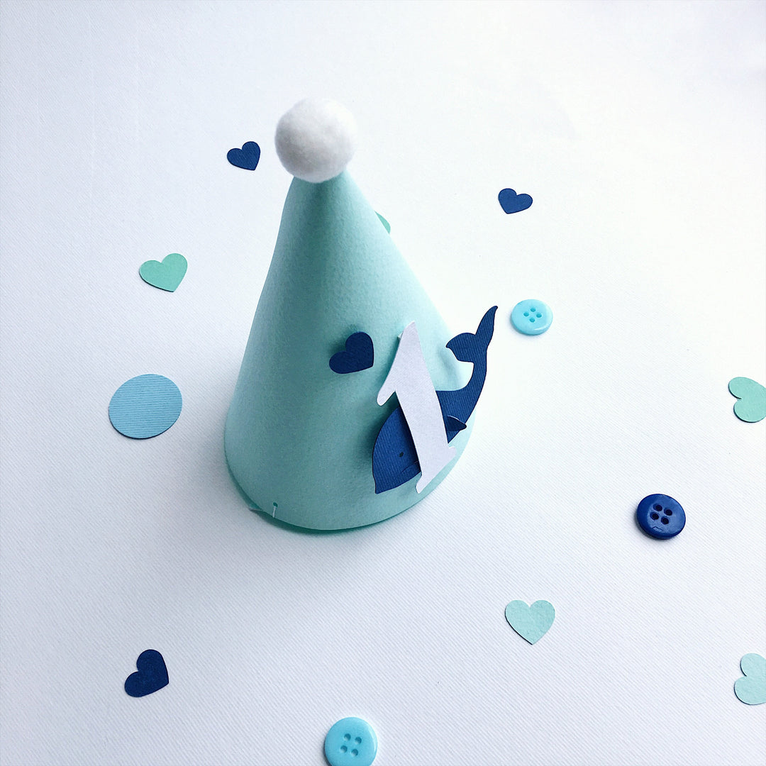 Whale One Party Hat Nautical Boy 1st Birthday Decor Cake Smash